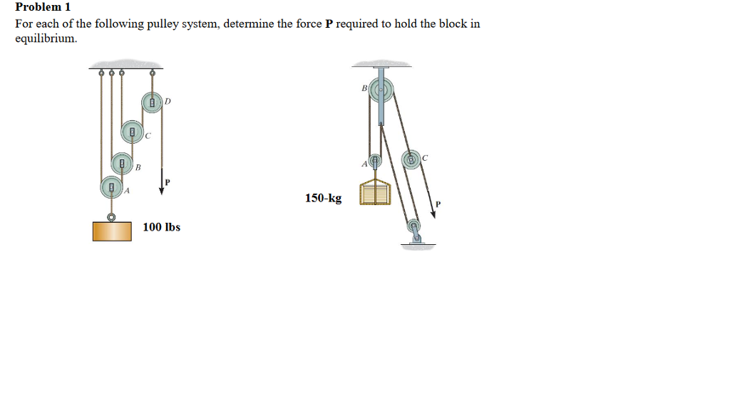 Solved Problem 1 For each of the following pulley system, | Chegg.com
