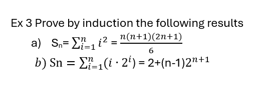 Solved Show me the steps to solve Ex 3 ﻿Prove by induction | Chegg.com