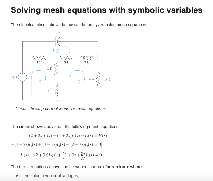 Solved Solving Mesh Equations With Symbolic Variables The