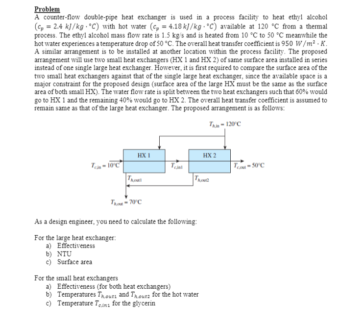 Solved Problem A counter-flow double-pipe heat exchanger is | Chegg.com