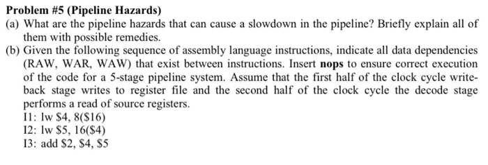 Solved Problem #5 (Pipeline Hazards) (a) What are the | Chegg.com