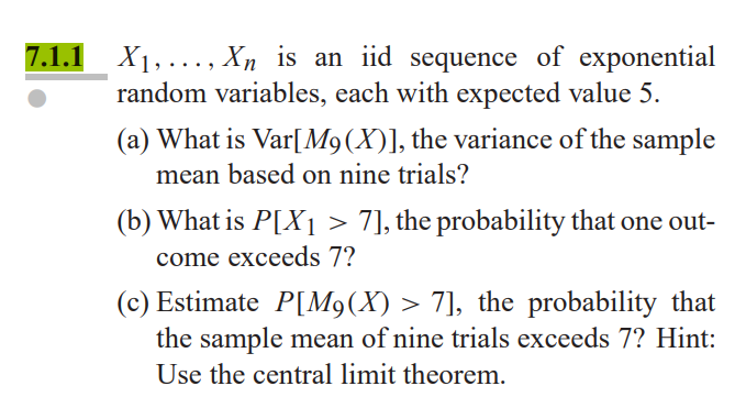 Solved 7.1.1 x1,dots,xn ﻿is an iid sequence of | Chegg.com