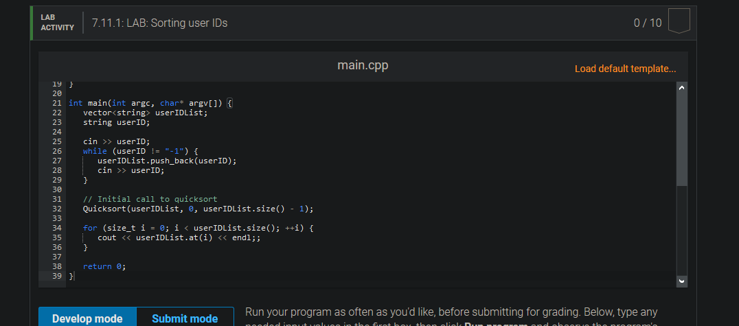 Answered: C++ please 7.11 LAB: Sorting user IDs Given a main Answered: C++ please 7.11 LAB: Sorting user IDs Given a main