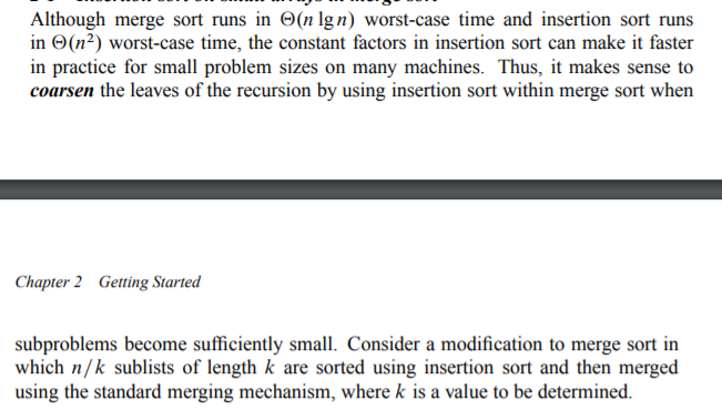 Solved Although merge sort runs in (n Ign) worst-case time | Chegg.com