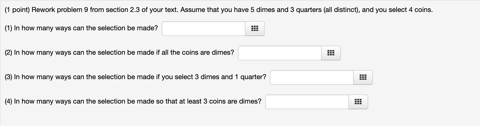 Solved (1 point) Rework problem 9 from section 2.3 of your | Chegg.com