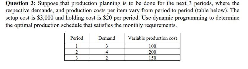 Solved Question 3: Suppose that production planning is to be | Chegg.com