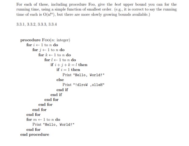 Solved For each of these, including procedure Foo, give the | Chegg.com