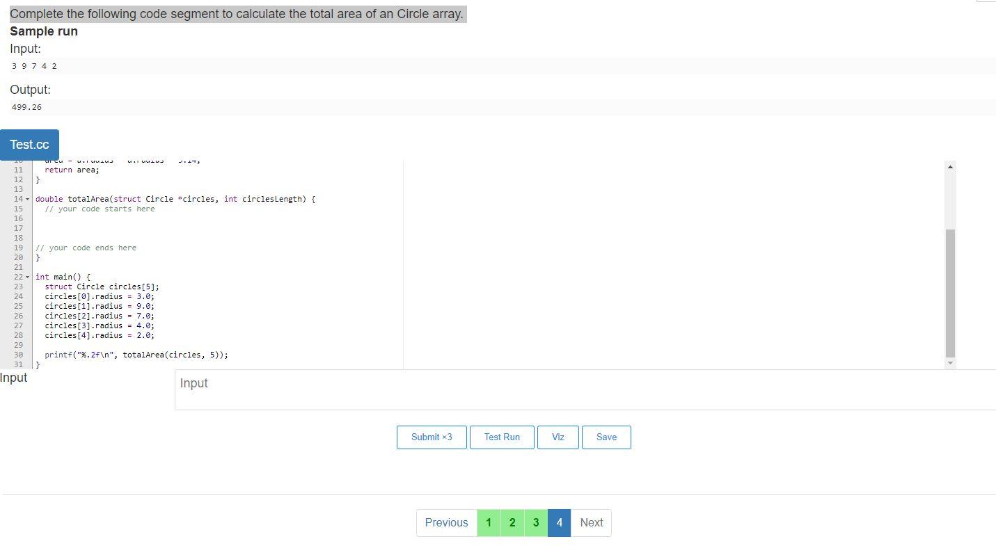 Solved Complete the following code segment to calculate the | Chegg.com