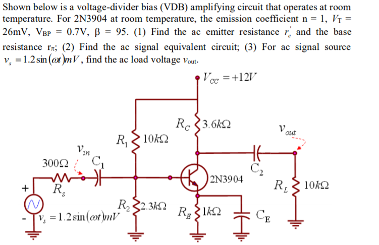 Solved Shown below is a voltage-divider bias (VDB) | Chegg.com