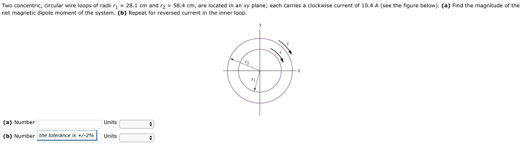 Solved Two concentric, circular wire loops of radii r1 = | Chegg.com