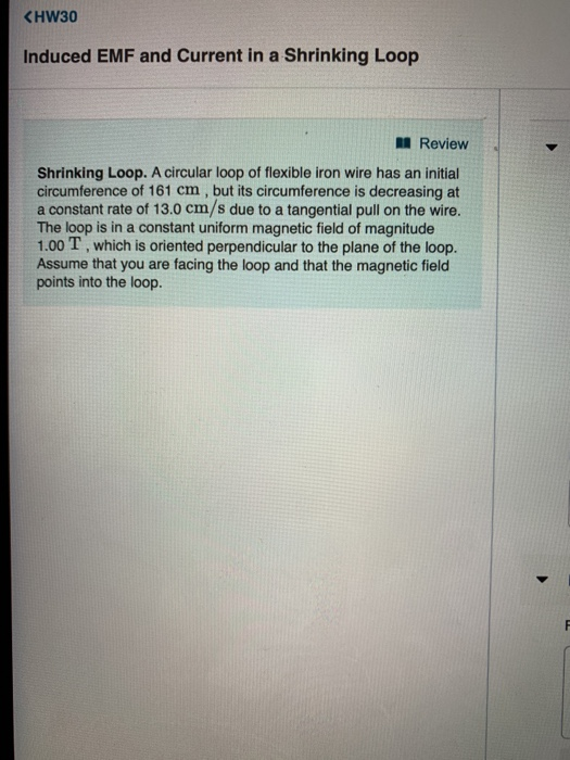 Solved KHW30 Induced EMF and Current in a Shrinking Loop | Chegg.com