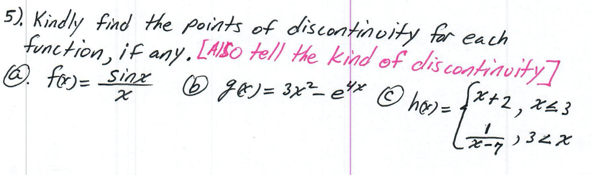 Solved 5). Kindly find the points of discontinuity for each | Chegg.com
