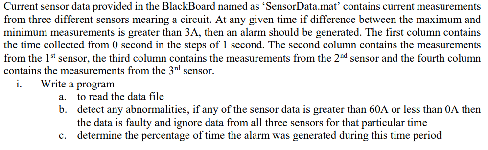 Solved Current sensor data provided in the BlackBoard named | Chegg.com