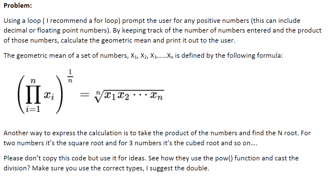 Problem: Using a loop ( I recommend a for loop) | Chegg.com