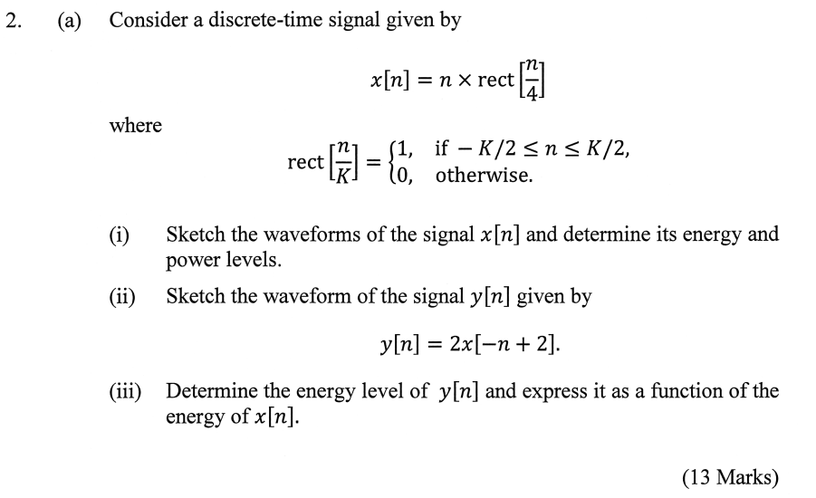 Solved 2. (a) Consider a discrete-time signal given by x[n] | Chegg.com