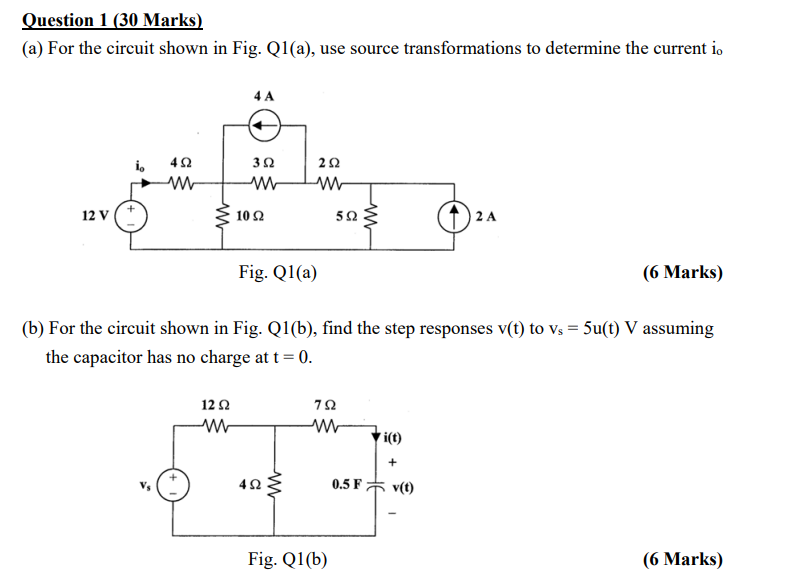 Solved Question 1 (30 Marks) (a) For the circuit shown in | Chegg.com Solved Question 1 (30 Marks) (a) For the circuit shown in | Chegg.com