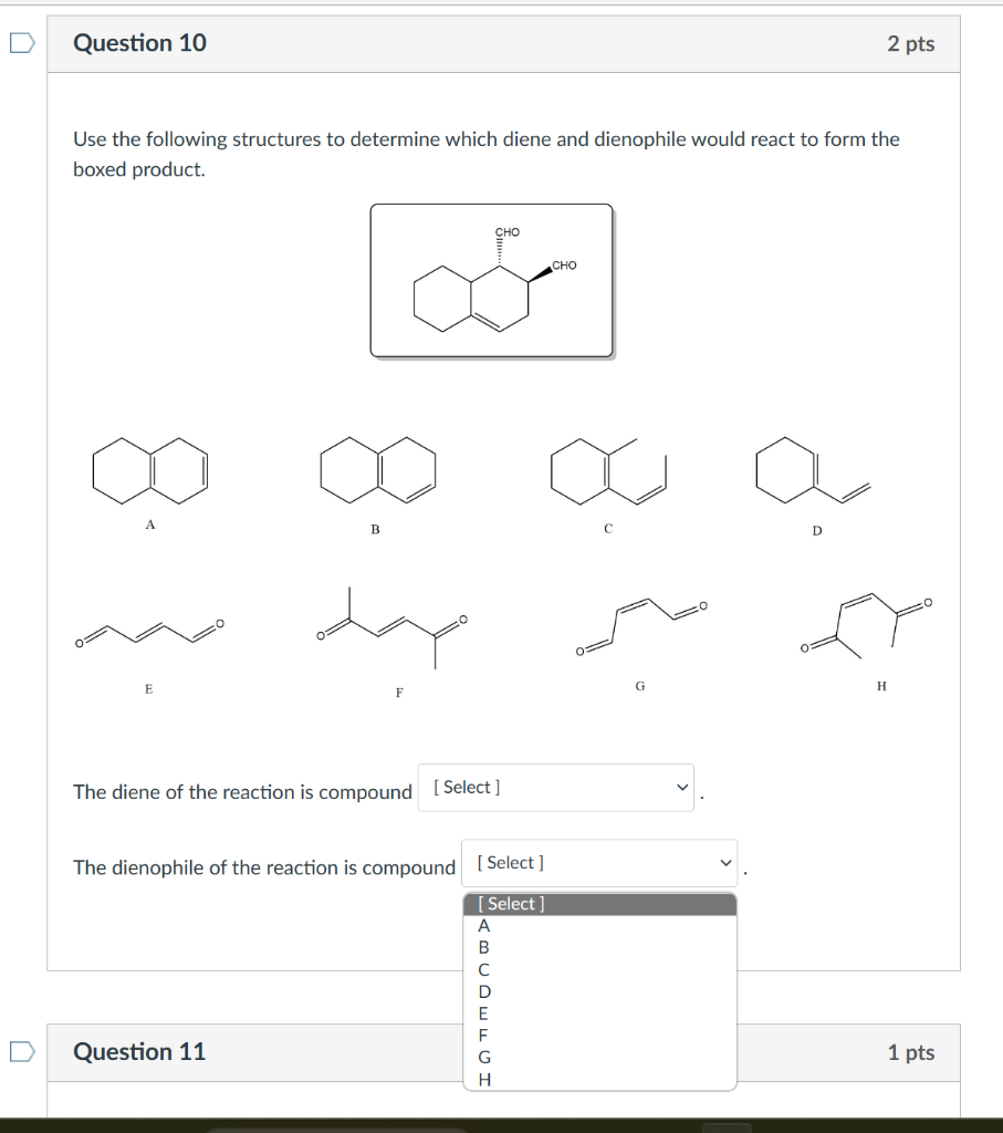 Solved Use the following structures to determine which diene | Chegg.com