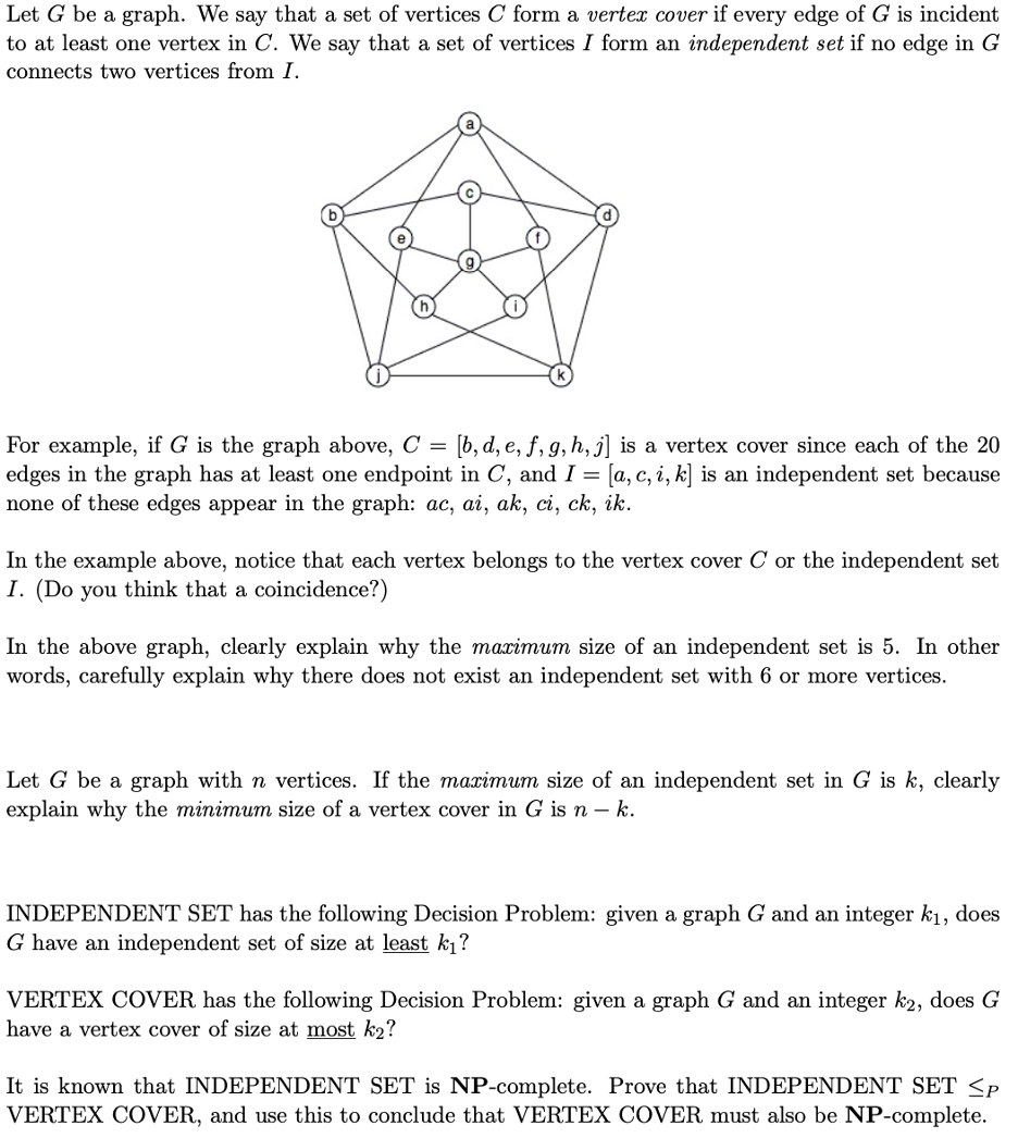 Solved Let G be a graph. We say that a set of vertices C | Chegg.com