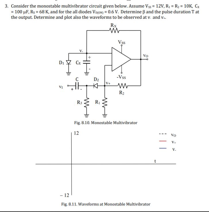 Solved Consider the monostable multivibrator circuit given | Chegg.com
