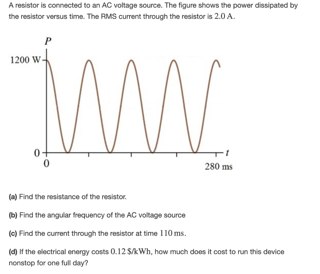 Solved A resistor is connected to an AC voltage source. The | Chegg.com