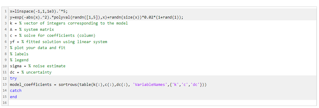 Solved Given data y(x), construct a script to perform linear | Chegg.com