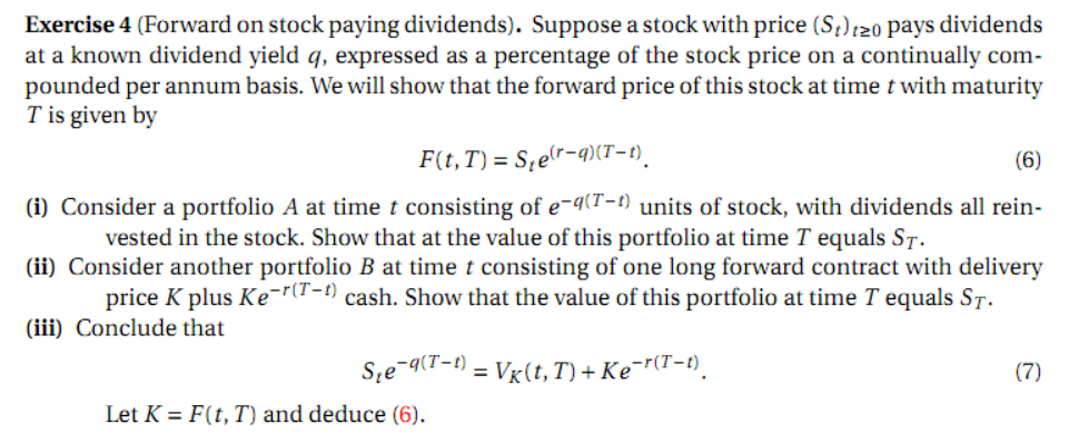 Solved Exercise 4 (Forward on stock paying dividends). | Chegg.com