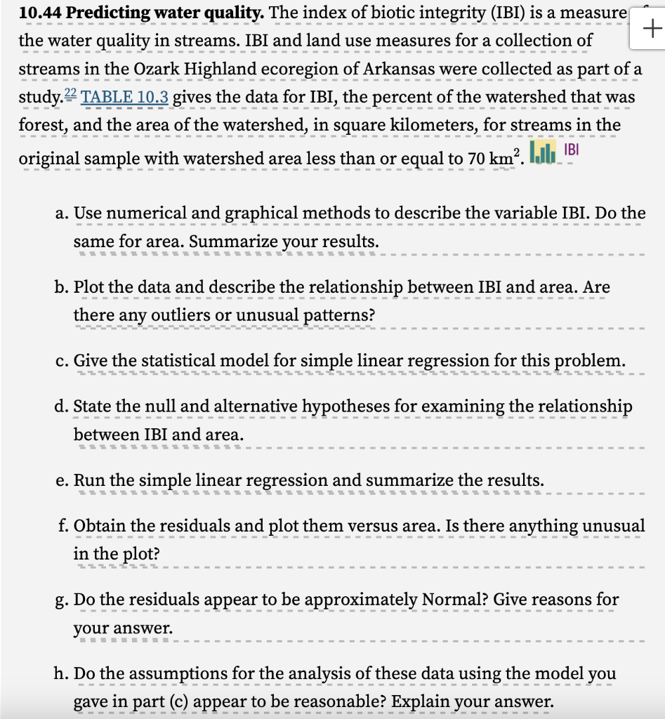 0.44 Predicting water quality. The index of biotic | Chegg.com