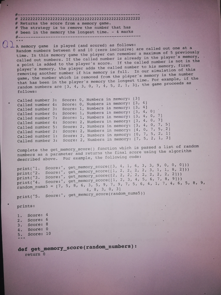 Solved Assignment 3 Questions # Returns the average of a | Chegg.com