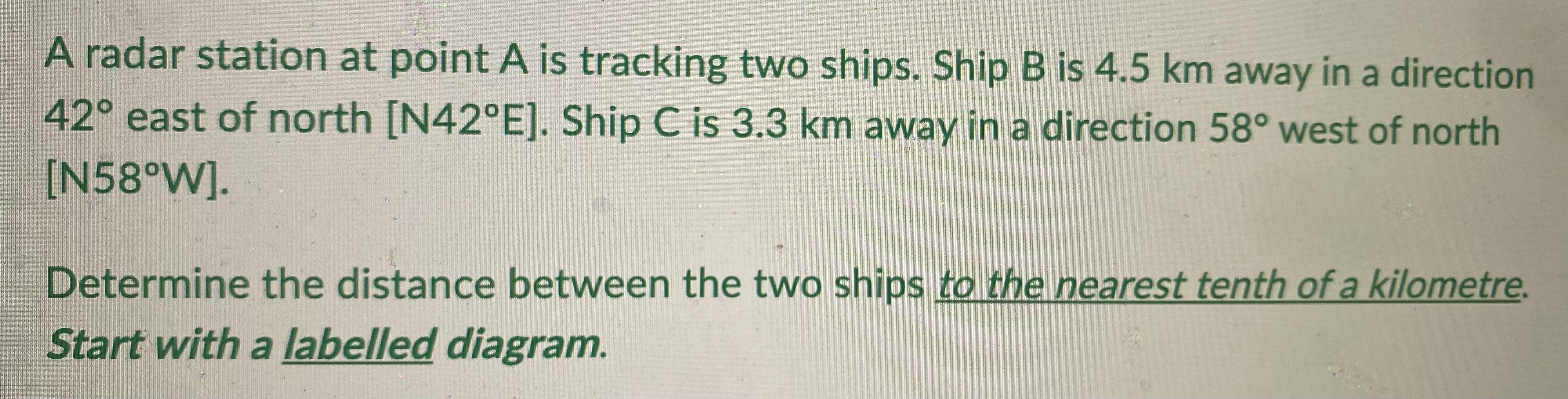 Solved A radar station at point A is tracking two ships. | Chegg.com