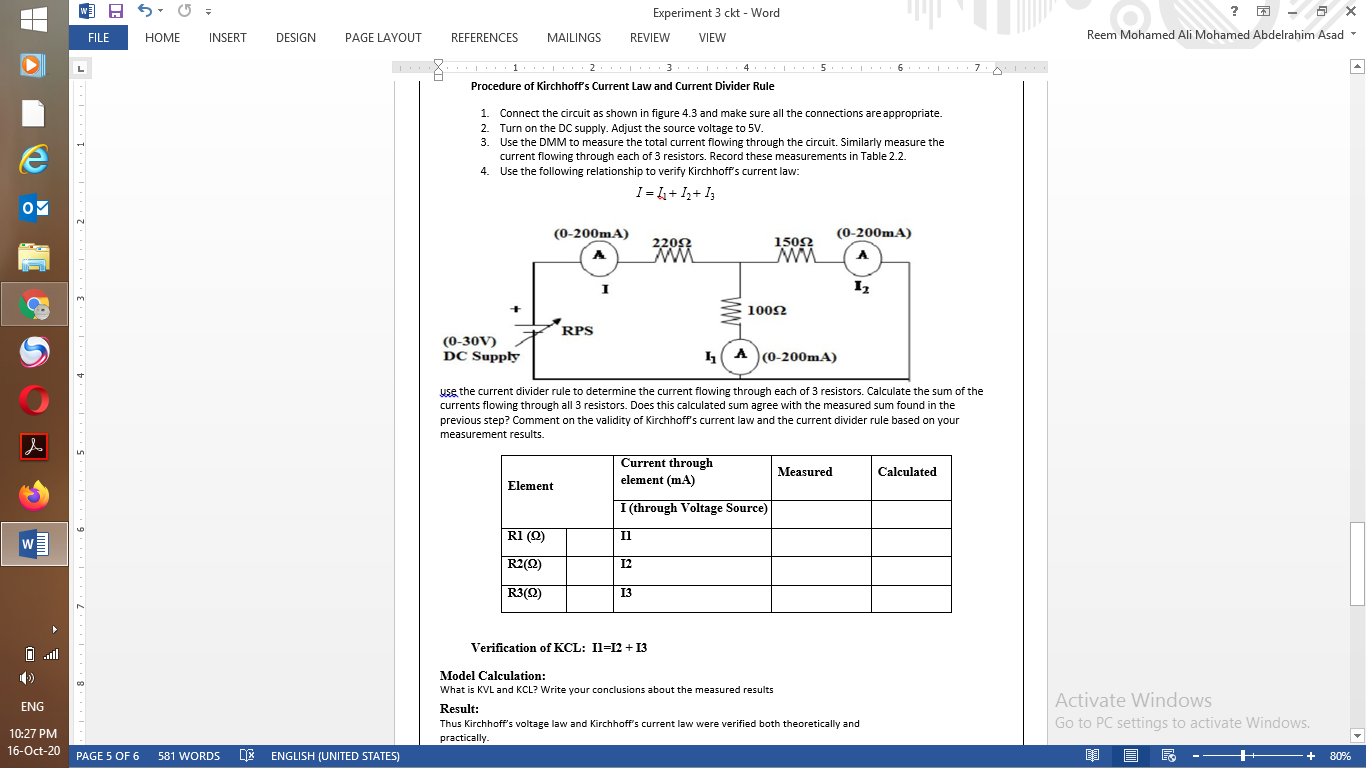 Solved W] ASUS Experiment 3 ckt - Word FILE HOME INSERT | Chegg.com