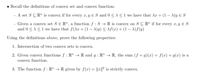 Solved • Recall the definitions of convex set and convex | Chegg.com
