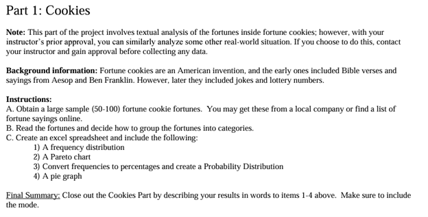 Solved Part 1: CookiesNote: This part of the project | Chegg.com