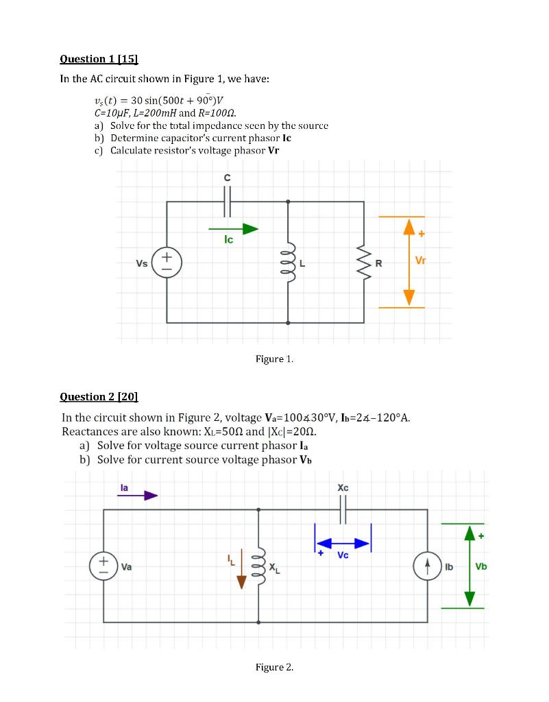 Solved Ouestion 1 [15] In the AC circuit shown in Figure 1, | Chegg.com