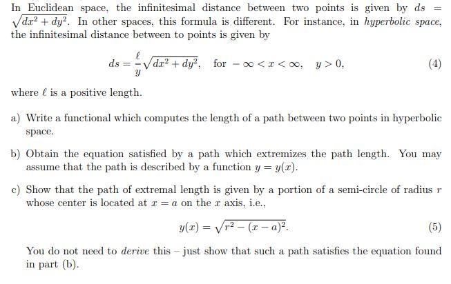 Solved In Euclidean space, the infinitesimal distance | Chegg.com