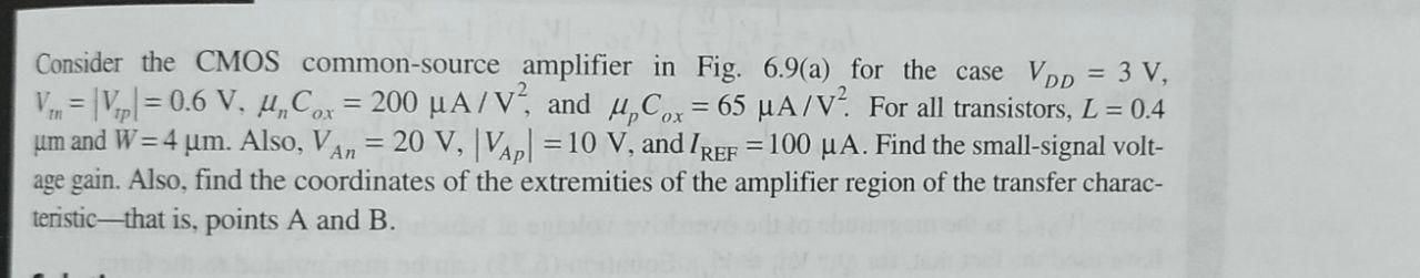 Solved Consider the CMOS common-source amplifier in Fig. | Chegg.com
