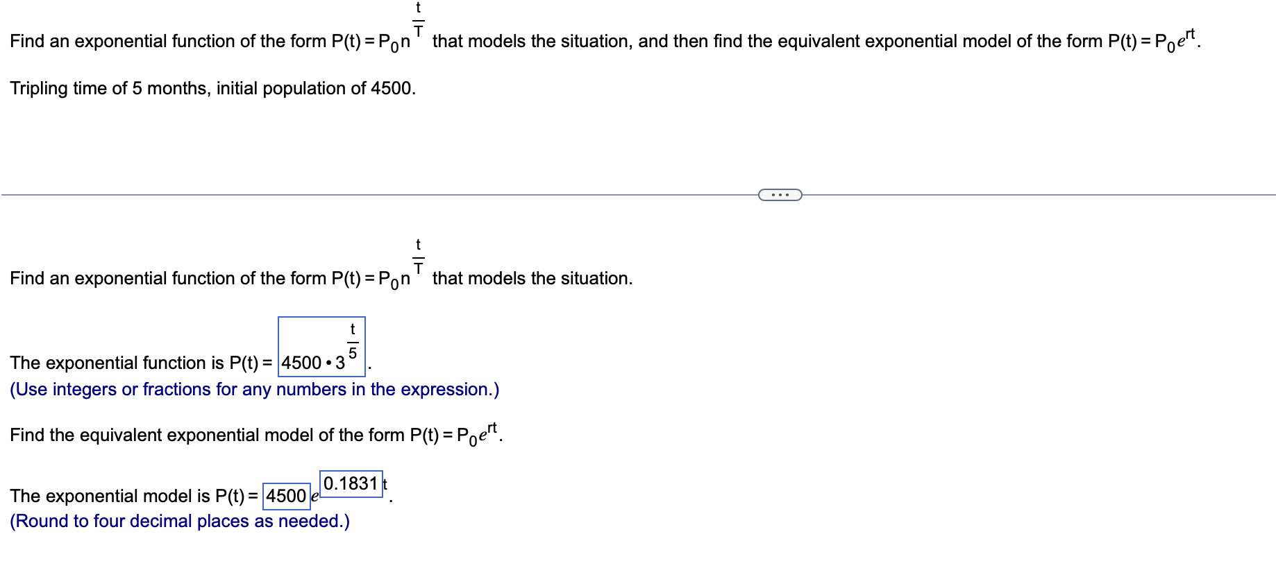 Solved Find an exponential function of the form P(t)=P0n⊤ˉ | Chegg.com
