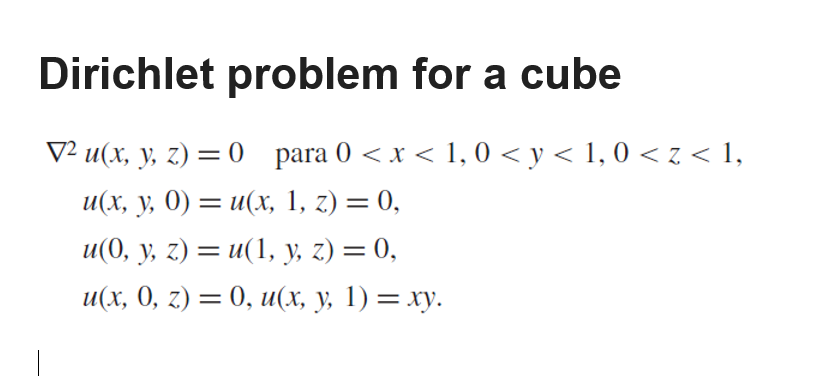 Solved Dirichlet problem for a cube 11(0, y, z) = 11( ן , y, | Chegg.com