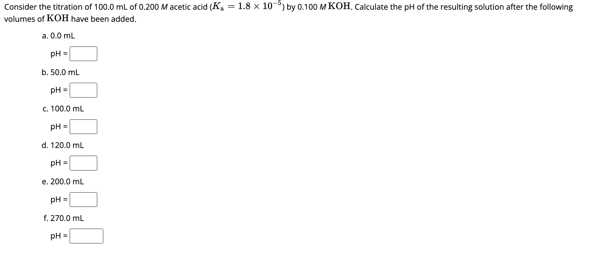 Solved Consider the titration of 100.0 mL of 0.200M acetic | Chegg.com