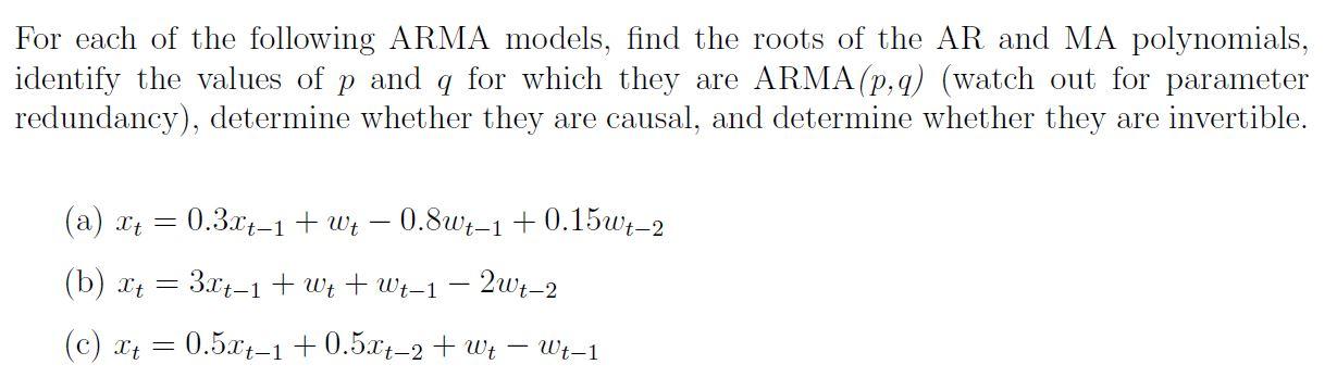 Solved Time Series Analysis Problem. Show work. The | Chegg.com
