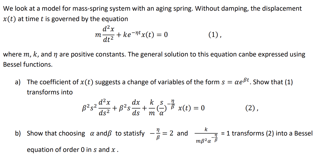 Solved We look at a model for mass-spring system with an | Chegg.com