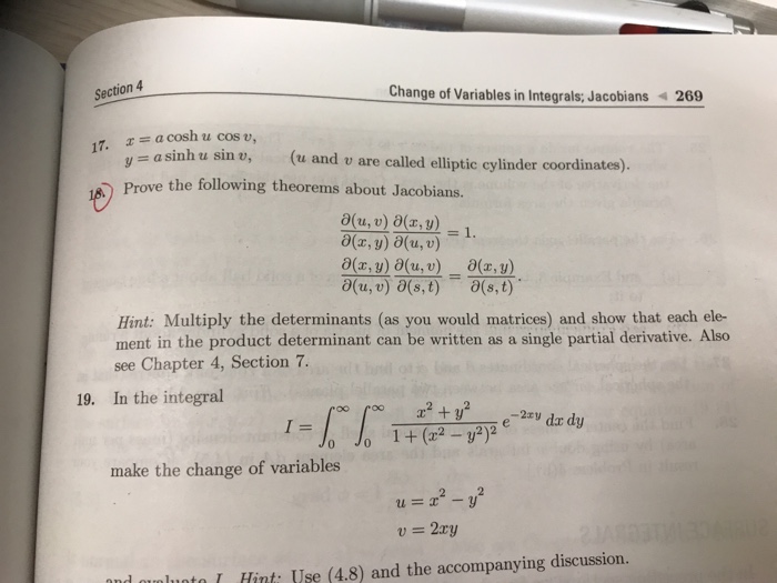Solved Section 4 Change of variables in Integrals. Jacobians | Chegg.com