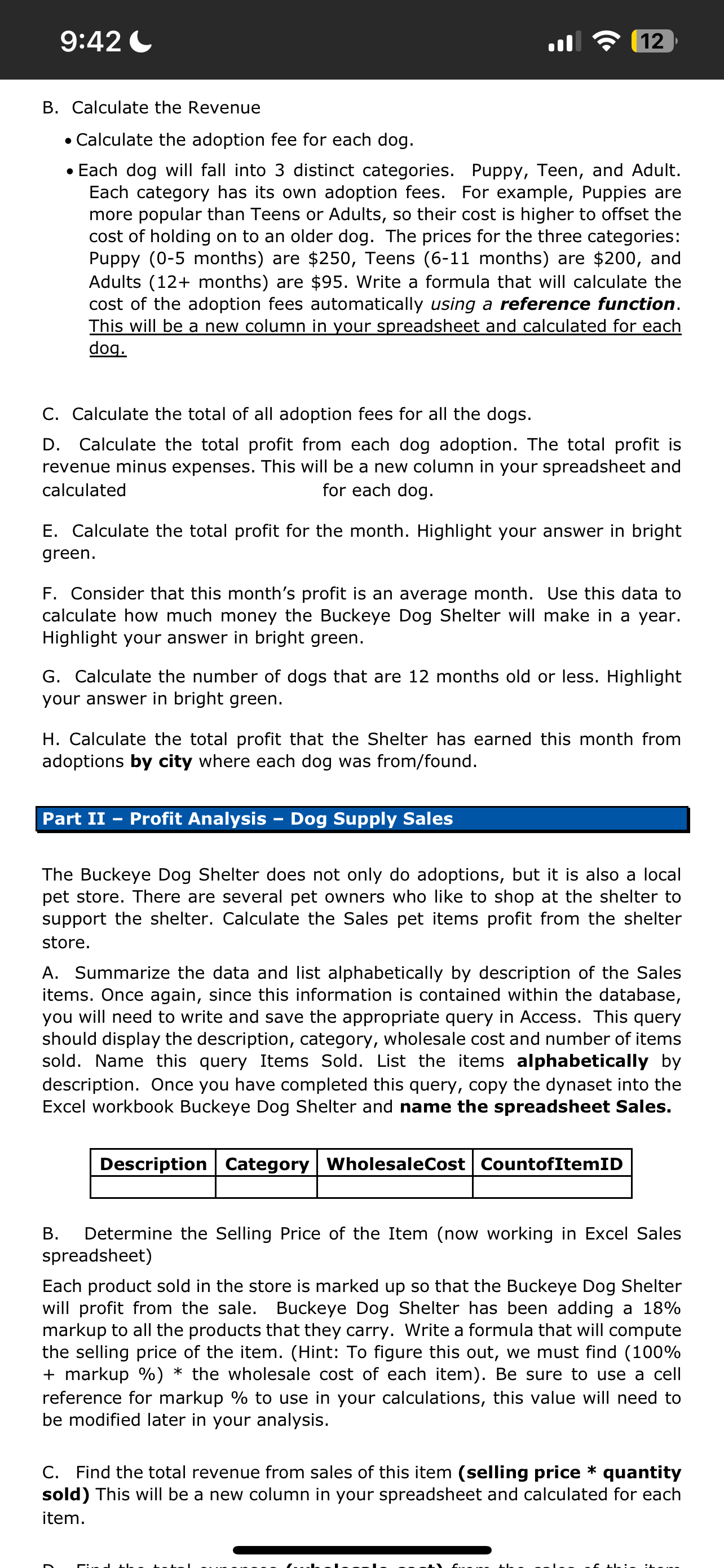 Solved I Just Need Help With What Formulas To Use In Excel Chegg