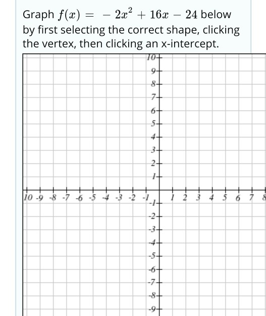 Solved Graph f(x)--2x2 + 16x-24 below by first selecting the | Chegg.com