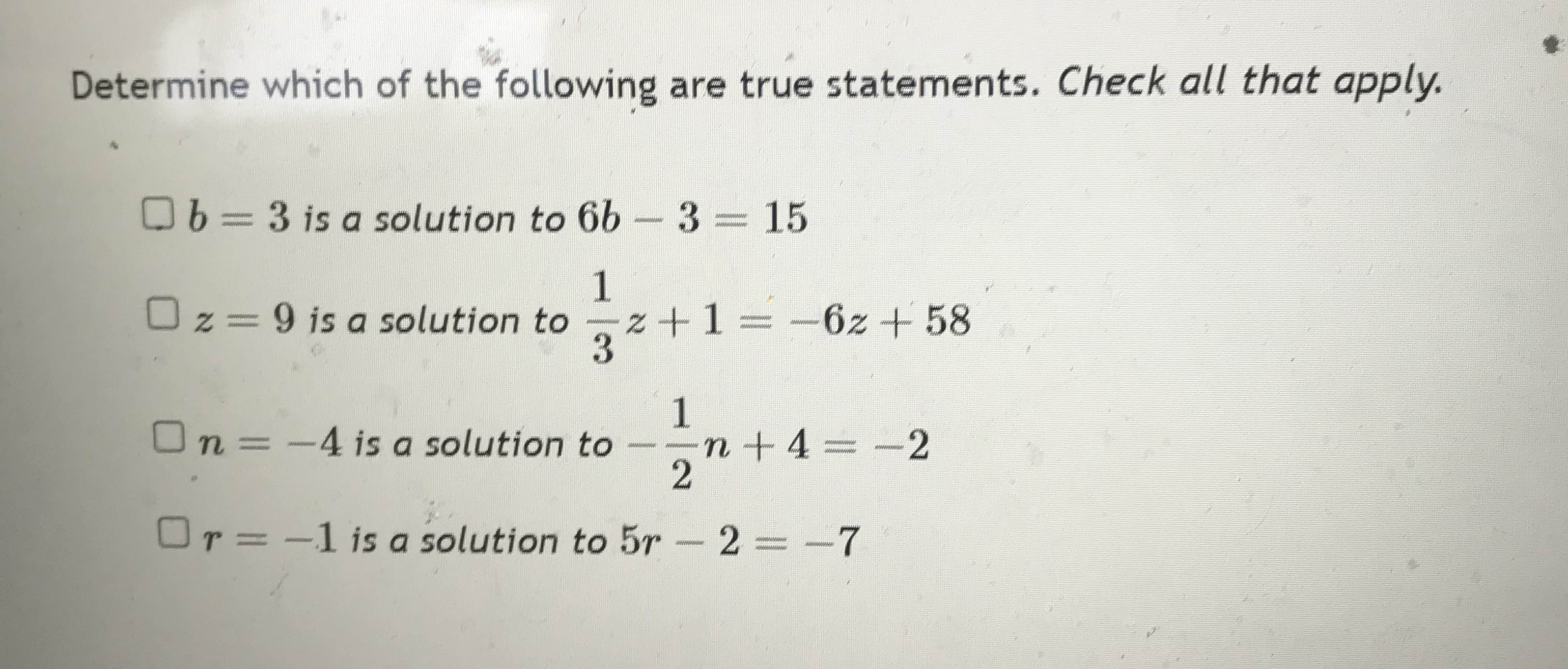 Determine which of the following are true statements. | Chegg.com
