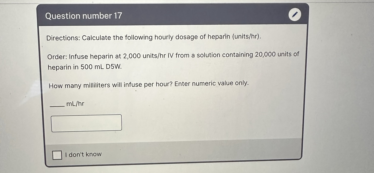 Solved Directions: Calculate the following hourly dosage of | Chegg.com