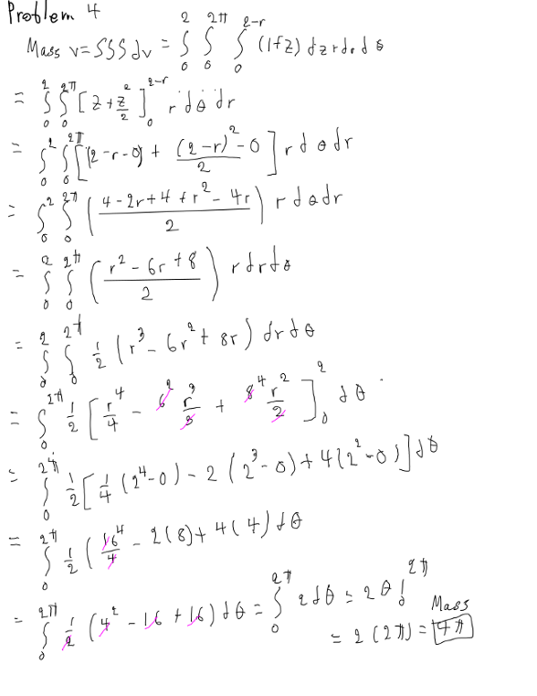 Solved Multivariable calculus 15.6 Integrals and mass | Chegg.com