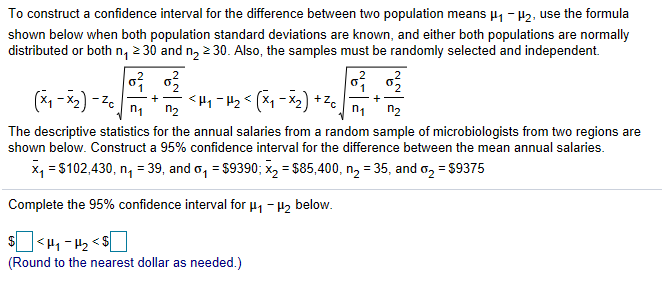 Solved To construct a confidence interval for the difference | Chegg.com