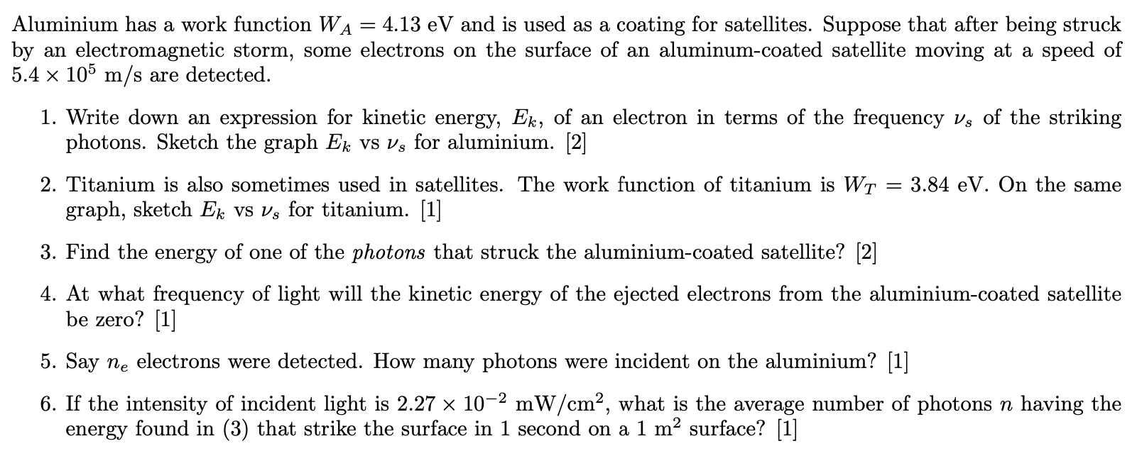 Solved Aluminium has a work function WA = 4.13 eV and is | Chegg.com