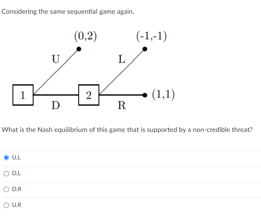 Solved Consider the following sequential game: What is the | Chegg.com
