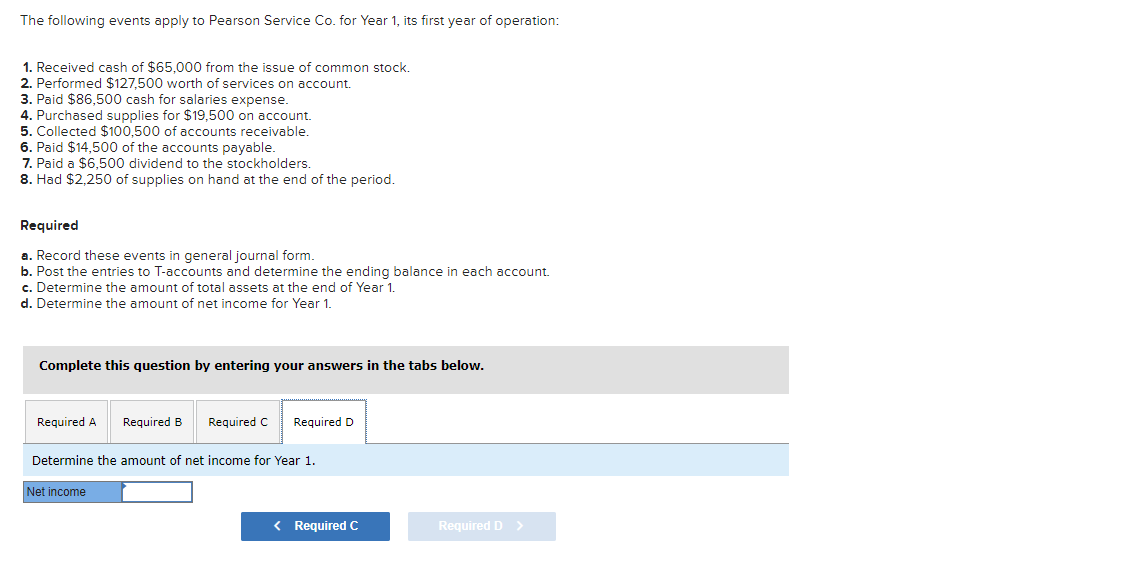 Solved The following events apply to Pearson Service Co. for | Chegg.com